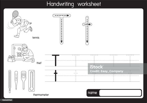 알파벳 문자 T 어퍼 케이스 또는 영어 학습 연습 Abc에 대 한 대 문자의 흑백 벡터 그림 그림책에 대한 스톡 벡터 아트 및 기타 이미지 Istock