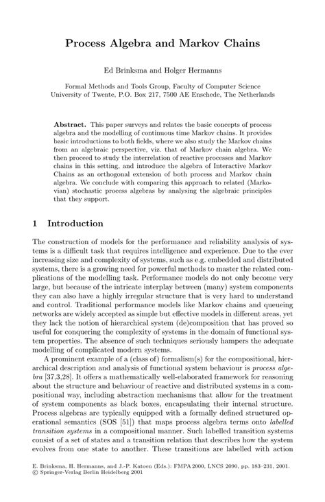 Pdf Process Algebra And Markov Chains Pdf Process Algebra And Markov Chains