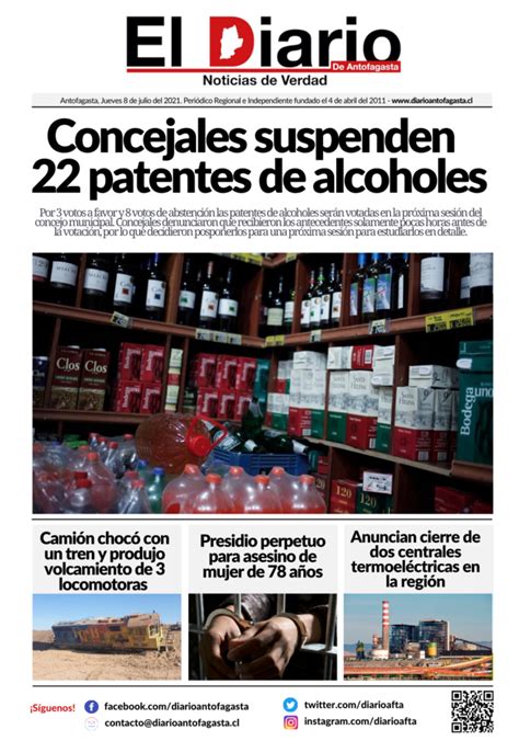 El Diario De Antofagasta Portada De Julio El Diario De Antofagasta