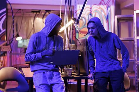 Hackers Breaching Cybersecurity System Stock Image Image Of Data