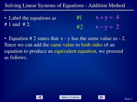 PPT Solving Linear Systems Of Equations Addition Method PowerPoint Presentation ID 933531