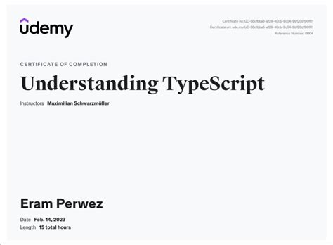 Eram Perwez 🚀 On Linkedin Hi Ive Successfully Completed Typescript Course Taught By Maximilian