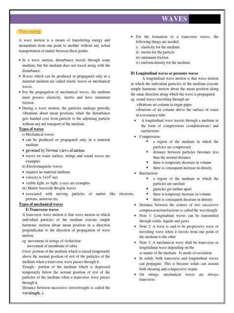 Waves Class 11 Download Free Pdf Waves Sound