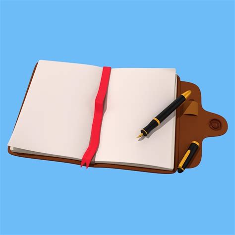 Premium PSD A Blank Notebook With A Red Bookmark Ribbon And A Black Gold Pen On It