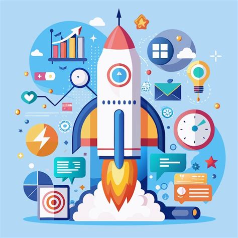 Rocket Launch Symbolizes Business Growth Strategy And Innovation