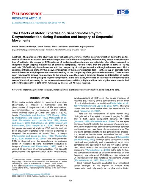 Pdf The Effects Of Motor Expertise On Sensorimotor Rhythm Desynchronization During Execution