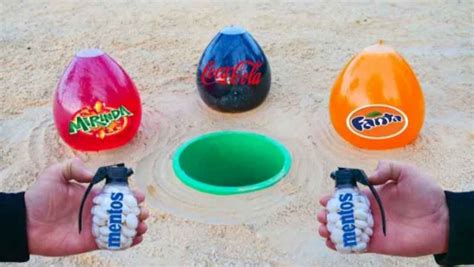 آزمایش و تجربه ترکیب نوشابه و آبنبات منتوس