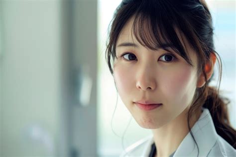 Premium Photo Japanese Beautiful Female Doctor Closeup