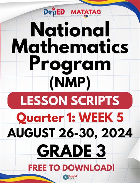 Grade 3 Nmp Lesson Scripts Q1 Week 5 Aug 26 30 2024 Deped Click