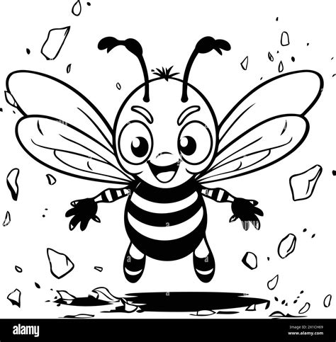 Cute Bee Cartoon Character Vector Illustration Isolated On Yellow