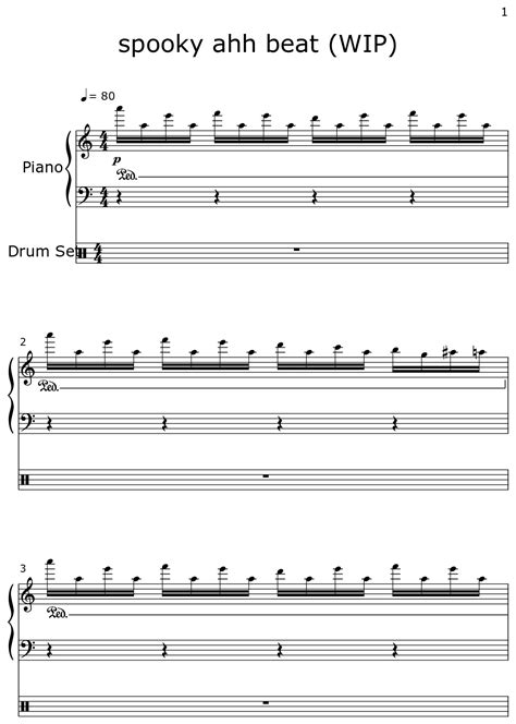 Spooky Ahh Beat Wip Sheet Music For Piano Drum Set