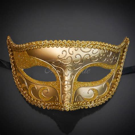 Gold Paper Mache Venetian Mardi Gras Masquerade Mask For Men M6107