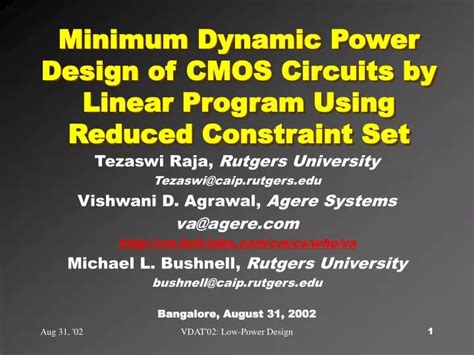 ppt minimum dynamic power design of cmos circuits by linear program
