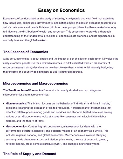 Essay On Economics Example Edit And Download