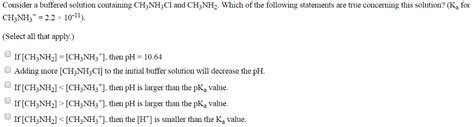 Solved Consider A Buffered Solution Containing CH NH Cl And Chegg