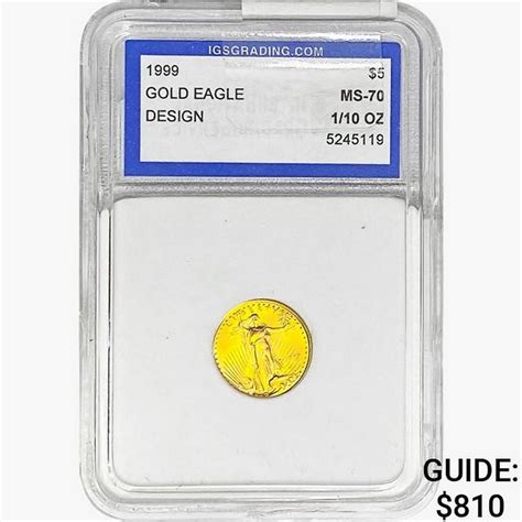 1999 Us 110oz Gold 5 Eagle Igs Ms70