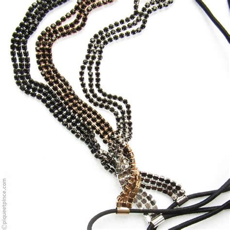 Headband Bijou Chaînes Mini Strass Noirs