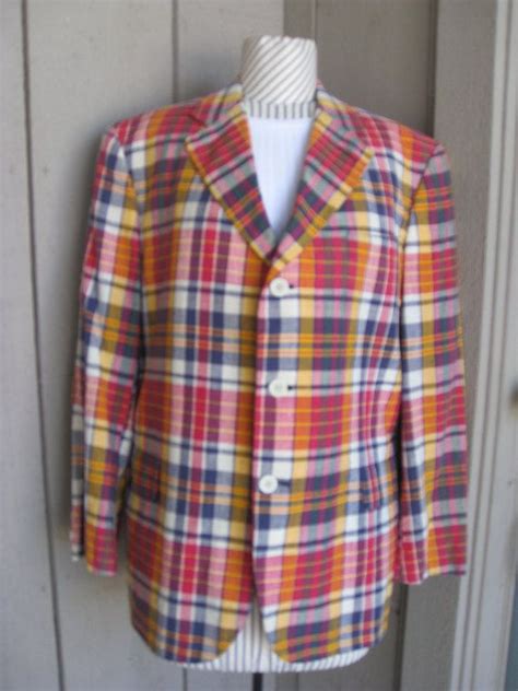 1960s Mens Madras Plaid Cotton Blazer Langrock Princeton Sport Etsy