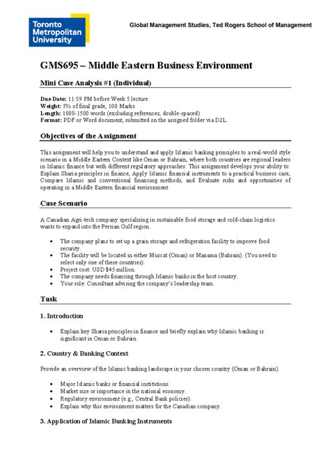 Gms695 Mini Case Analysis Islamic Banking In Middle East Studocu