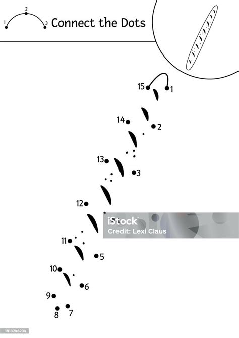 벡터 Dottodot 및 Baguette를 사용한 색상 활동 프랑스를 테마로 한 메인 페이스트리로 어린이를 위한 점 연결 게임 아이들을 위한 프랑스어 색칠 공부 페이지 긴