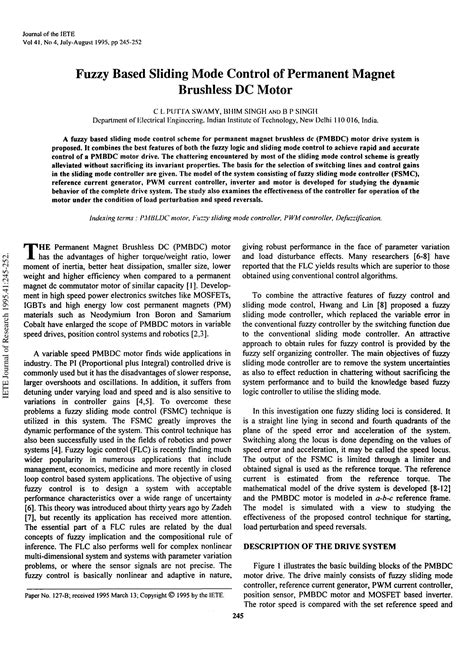 Solution Fuzzy Based Sliding Mode Control Of Permanent Magnet