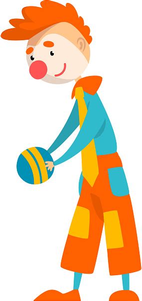 재미 있는 광대 만화 캐릭터 생일 또는 카니발 파티 흰색 배경에 서커스 성능 벡터 일러스트 레이 션에 공을 수행 공연자에 대한