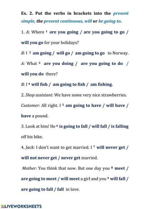 Future Forms Ex 2 Worksheet Worksheets Language Levels School Subjects