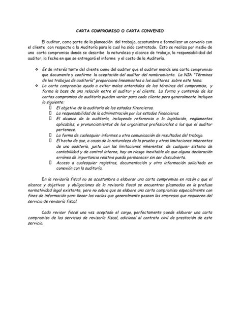 Carta Convenio Pdf Auditoría Financiera Contralor