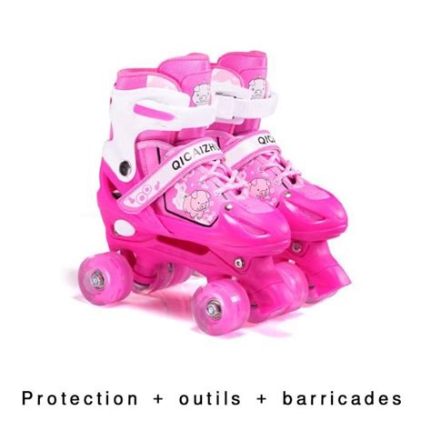 Patin A Roulette Patin Quad Débutants Roue De Flash Triple Lock Réglables Roue En Pu M33 37