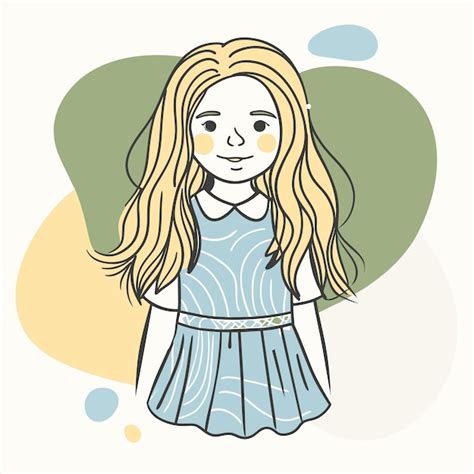 Premium Vector A Drawing Of A Girl With Long Blonde Hair