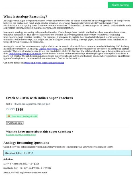 Analogy Reasoning Key Concepts Analogy Questions With Answers Pdf