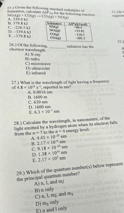 Solved 25 Given The Following Standard Enthalpies Of