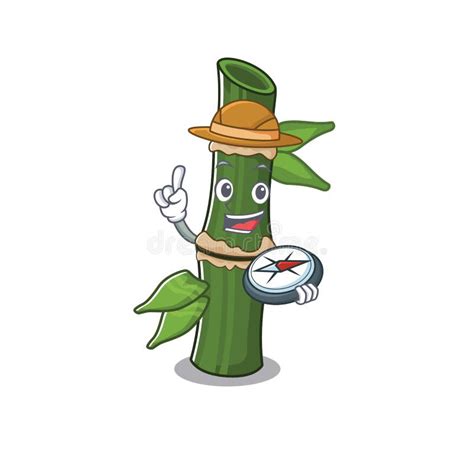 Bamboo Stylized Explorer Having A In Compass Stock Vector