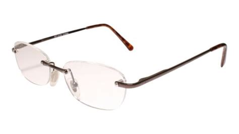 Modern Brown Rectangle Rimless 150 Reading Glasses Reader Eyewear