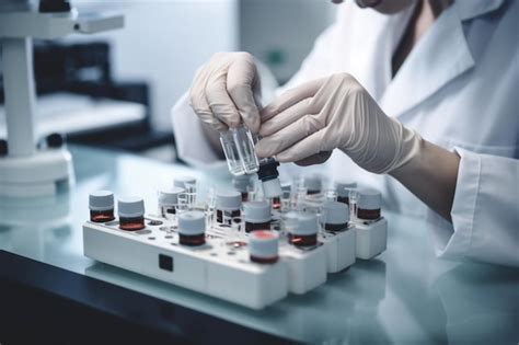 Premium AI Image Woman Doing A Science Experiment In A Laboratory Wearing A Lab Coat And Using