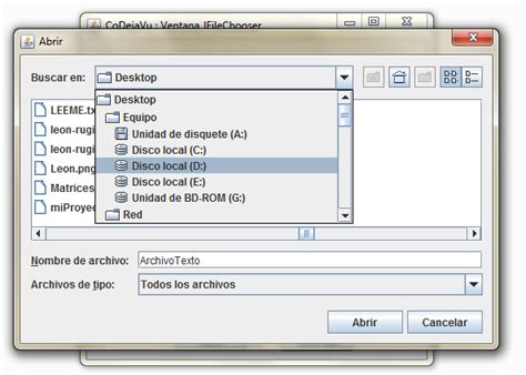 CoDejaVu Ejemplo JFileChooser CoDejaVu Ejemplo JFileChooser