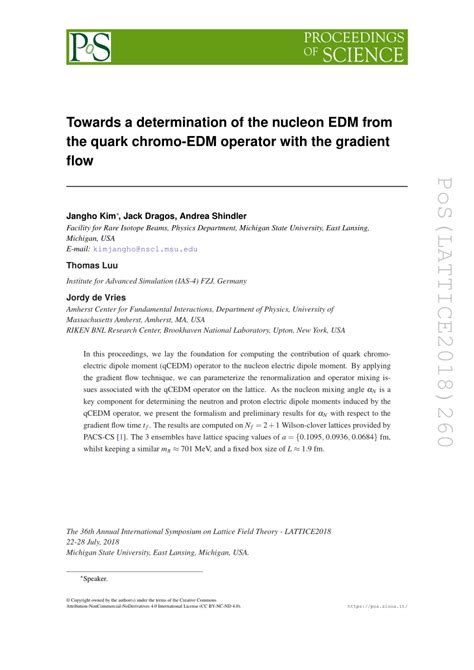 Pdf Towards A Determination Of The Nucleon Edm From The Quark Chromo Edm Operator With The