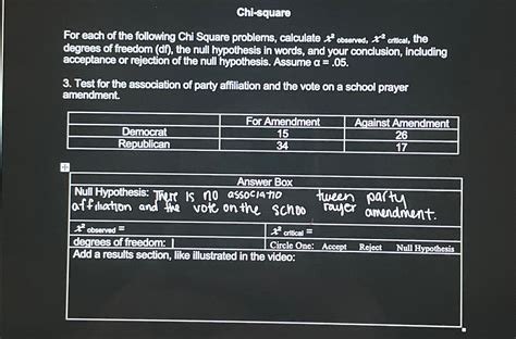 Solved Chi SquareFor Each Of The Following Chi Square Chegg Com