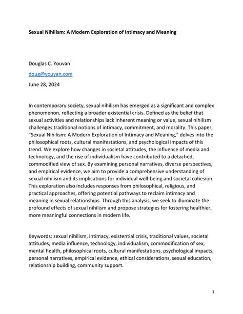 Pdf Sexual Nihilism A Modern Exploration Of Intimacy And Meaning