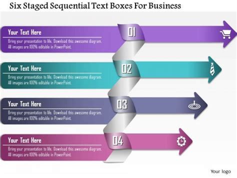 business diagram six staged sequential text boxes for business