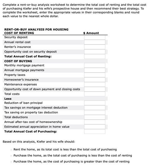 Solved 10 Rent Versus Buy Analysis Part 2 Which Is