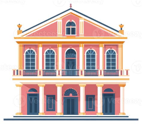 A Stylized Illustration Showing A Classical Building Facade Design