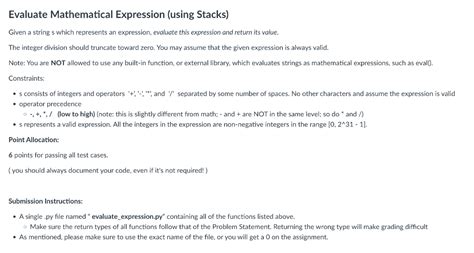 solved evaluate mathematical expression using stacks given