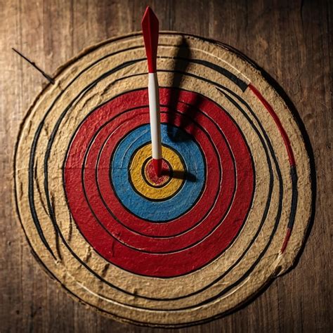 Bullseye Target Goal Or Dartboard Has Dart Arrow Throw Hitting Center Shooting For Financial