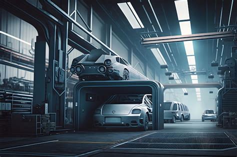Premium Ai Image Automation Aumobile Factory Concept Robot Assembly Line In Car Manufacturing