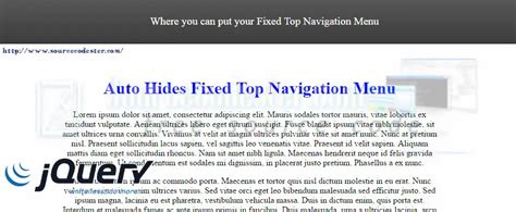 Auto Hides Fixed Top Navigation Menu Sourcecodester