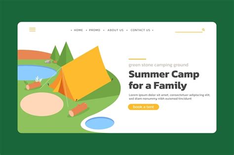 여름철 플랫 방문 페이지 템플릿 무료 벡터