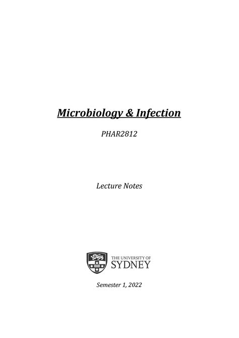 Microbiology Phar2812 Notes Microbiology And Infection Phar Lecture Notes Semester 1 2022 11