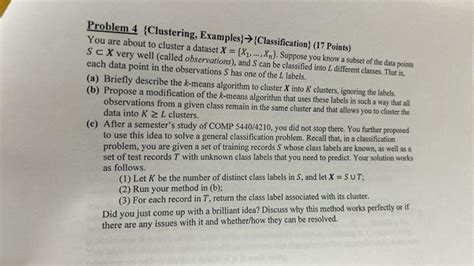 Solved Problem 4 Clustering Examples → Classification