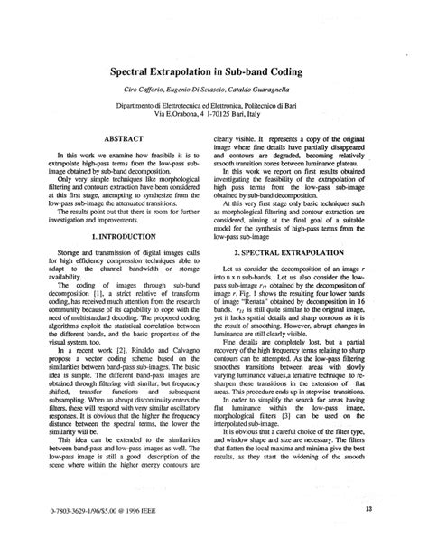 Pdf Spectral Extrapolation In Sub Band Coding